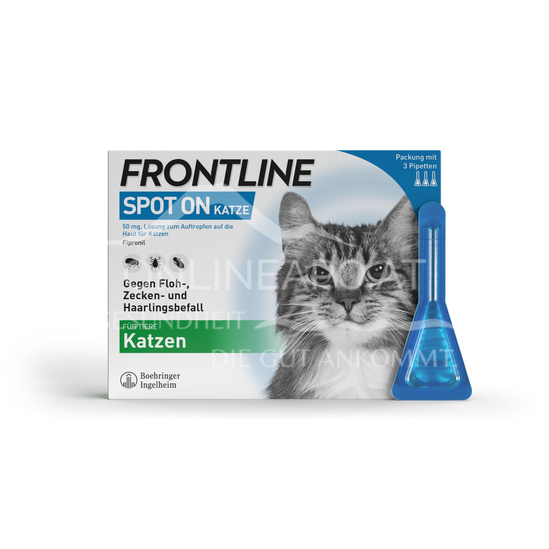 Frontline Spot-on for cats 50 mg solution to be dripped onto the skin ...