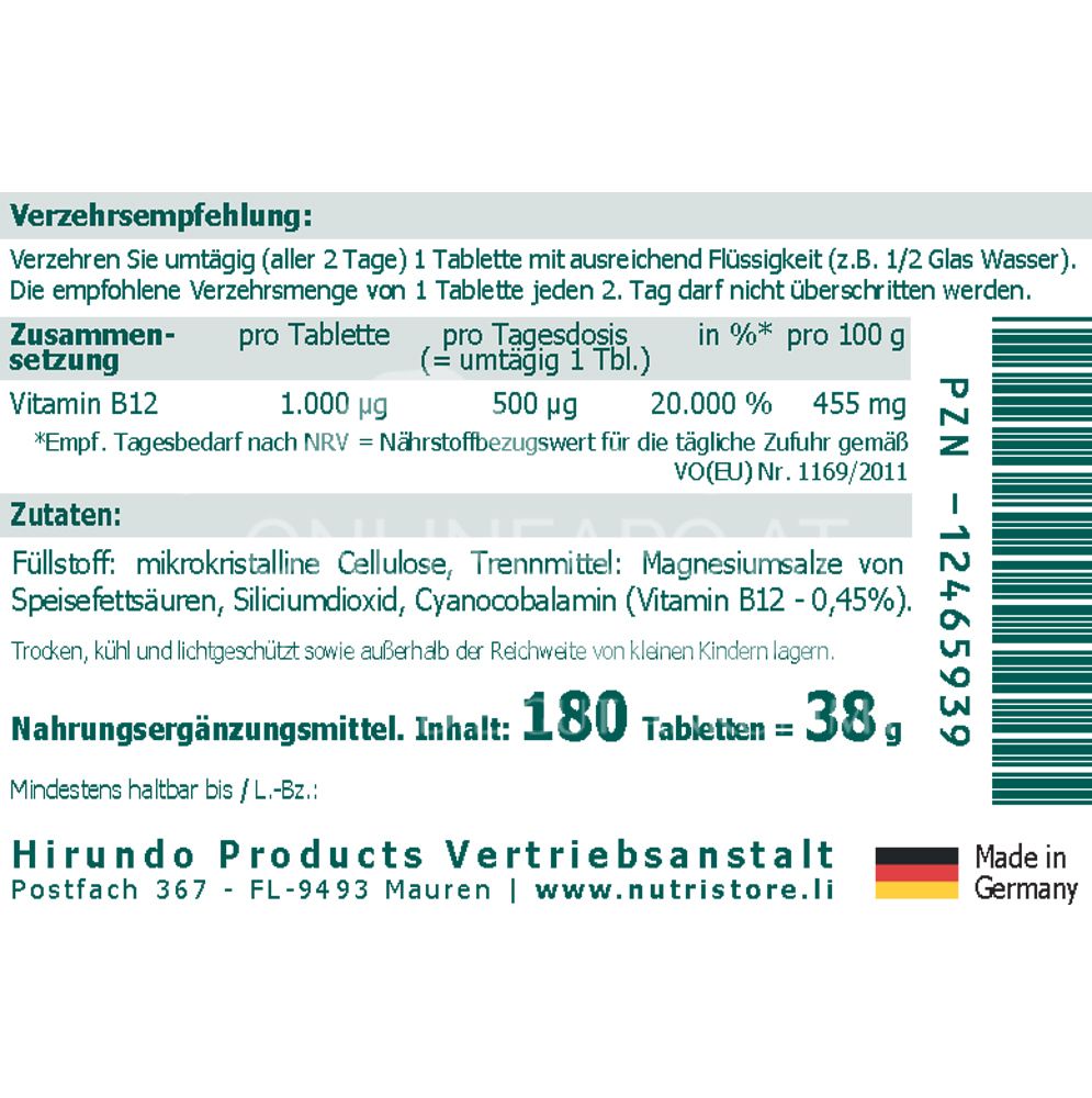 The Nutri Store Vitamin B12 Forte 1000 µg Tabletten | schnell günstig ...