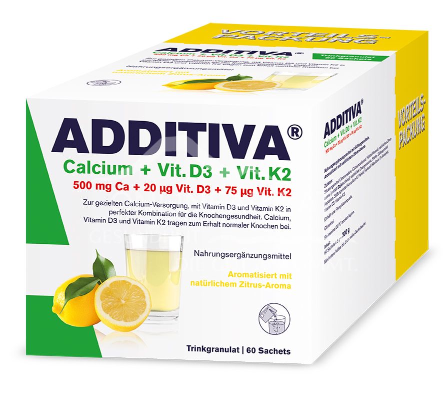 ADDITIVA® Calcium, Vitamin D3 und K2 Trinkgranulat Sachets | schnell ...