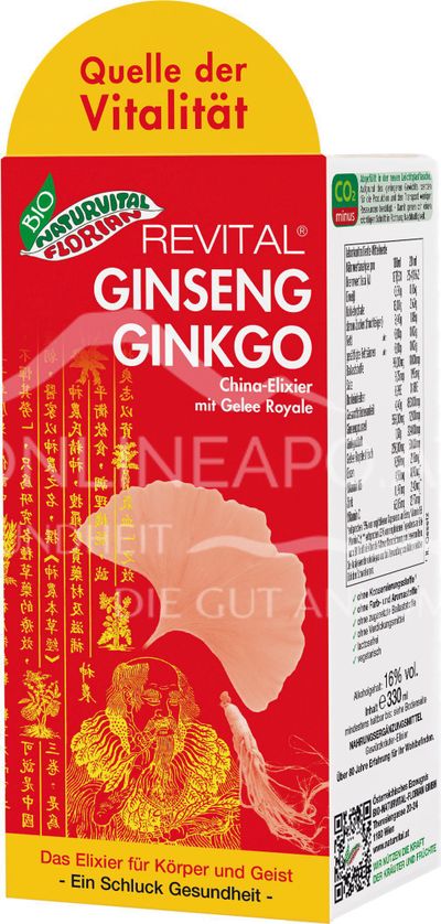 Organic Naturvital Florian Revital Ginseng Ginkgo China Elixir ...