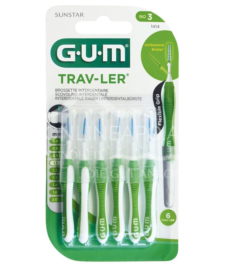 GUM® TRAV-LER® interdental brushes fir ISO 3 - Ø 1.1 mm - green ...