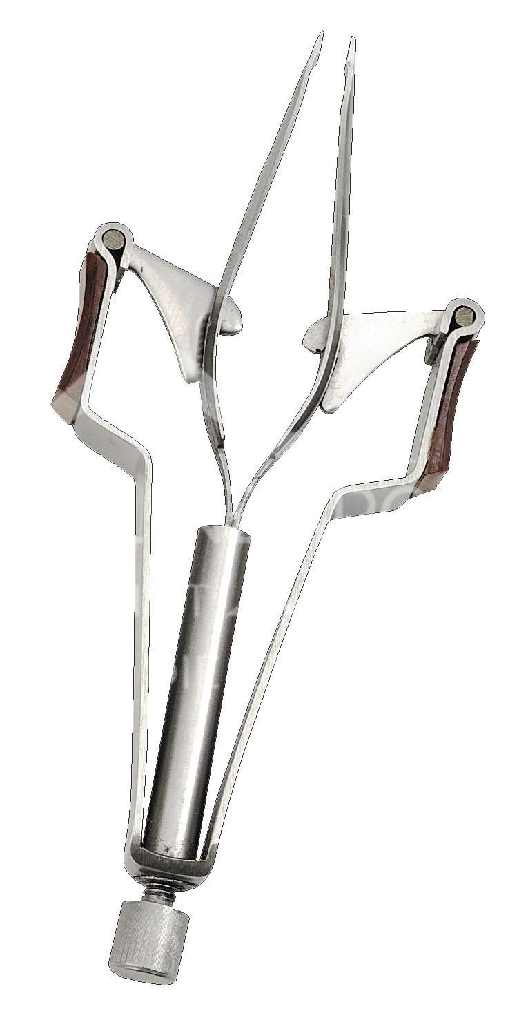 Hans Kniebes automatic tweezers with adjusting screw, stainless steel ...